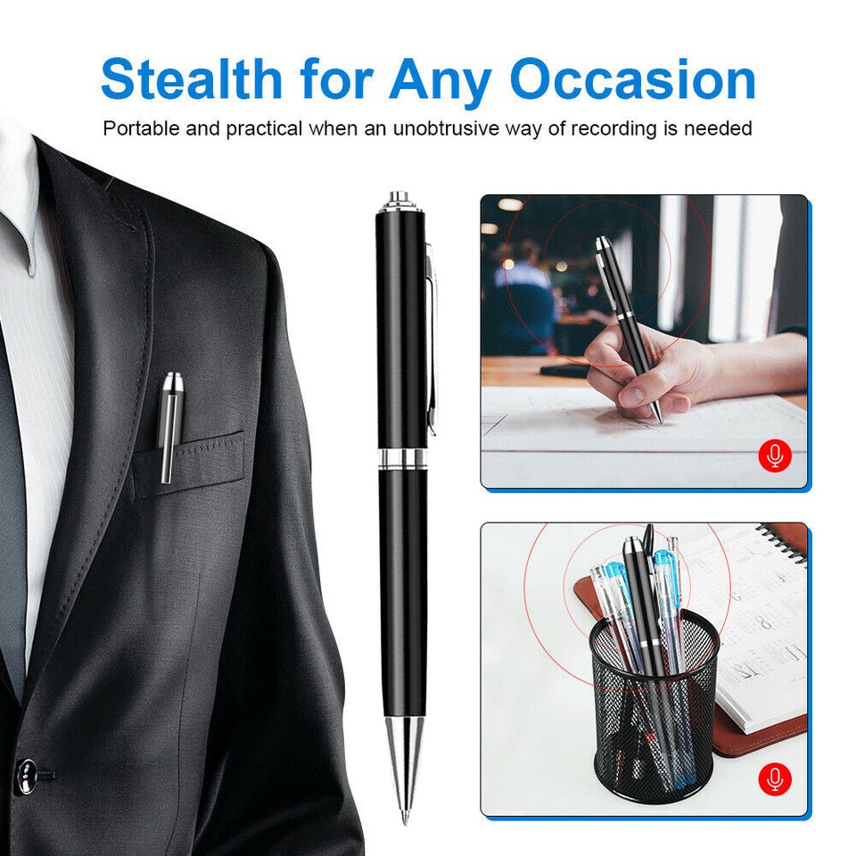 16GB Mini Digital Voice Activated Spy Recorder Pen Rechargeable Audio ...
