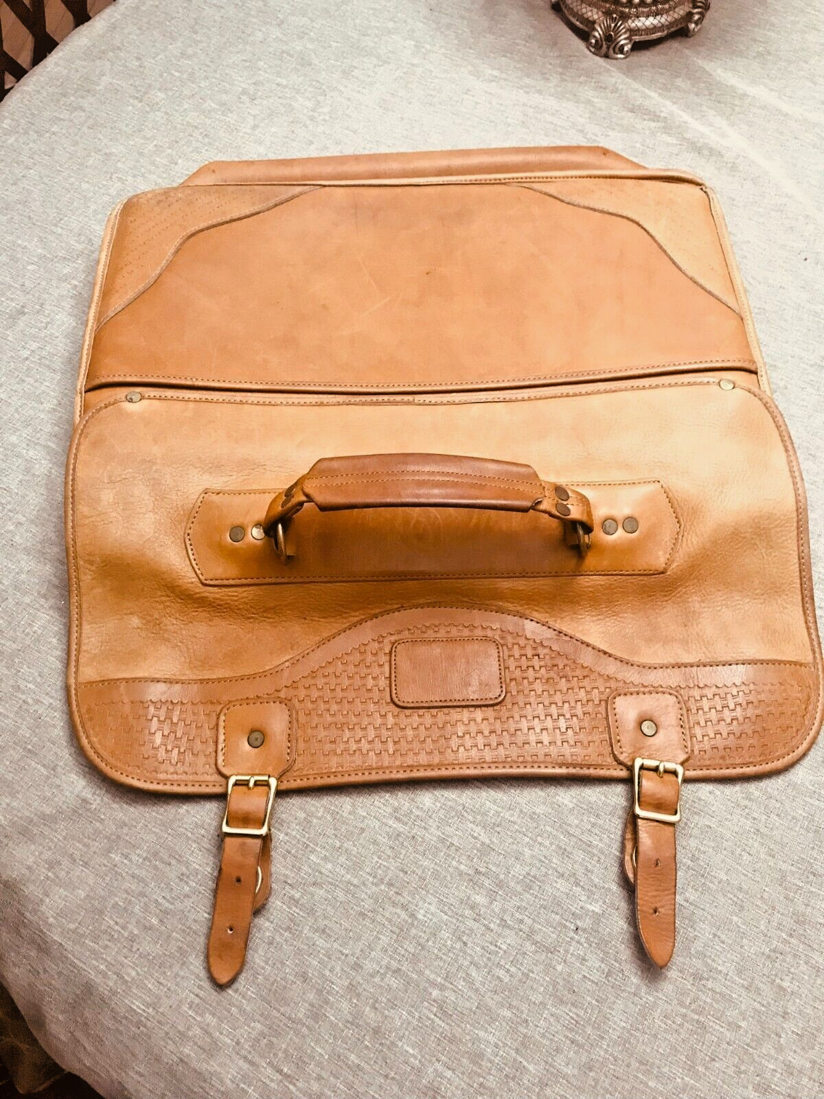 ORVIS/ GOKEY Tan Heavy Saddle Leather Briefcase / Me… - Gem