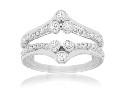 WIDE 0.49CT DIAMOND 14KT WHITE GOLD DOUBLE ROW V SHAPE INSERT ...