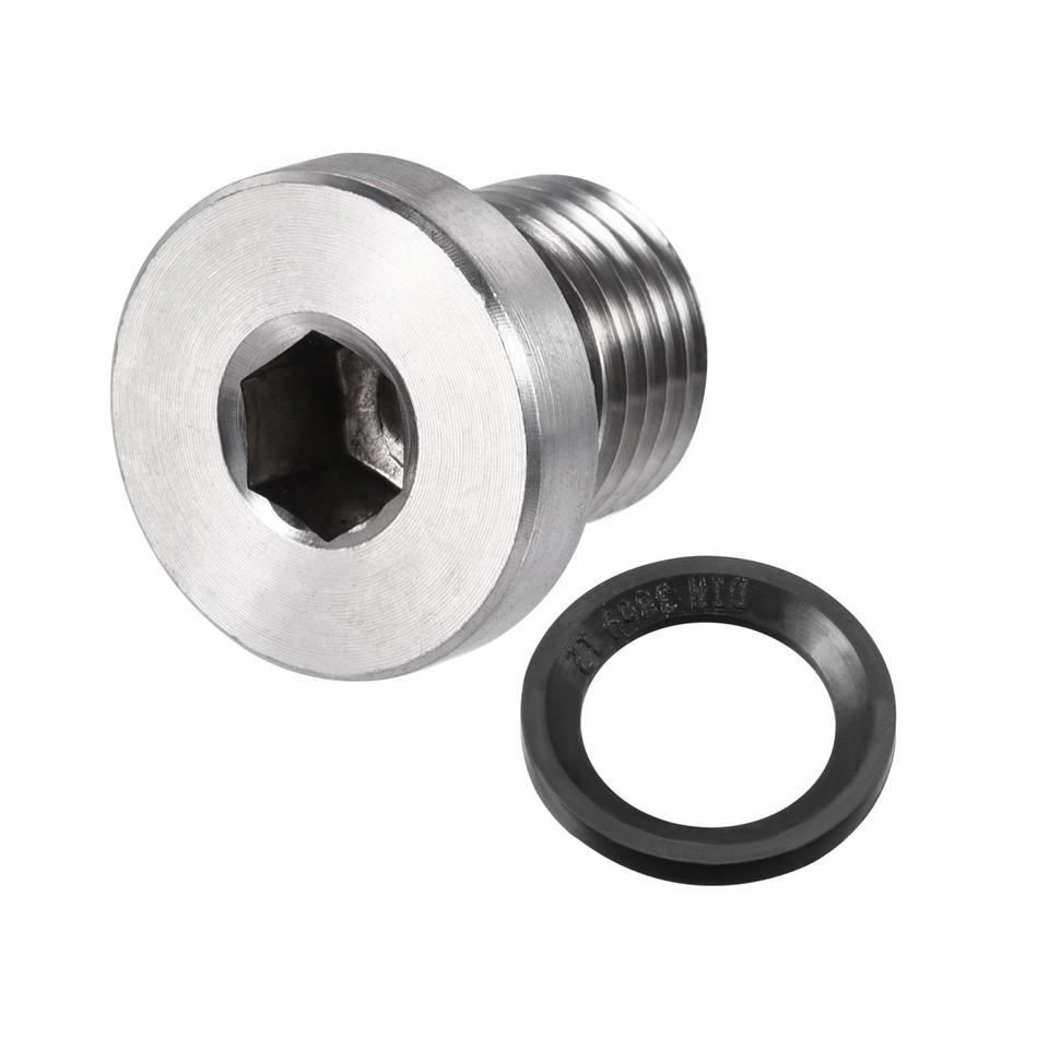 Stainless Steel Inner Hex Head M12 x 1.25 Pipe Fitting Plug with Seal ...