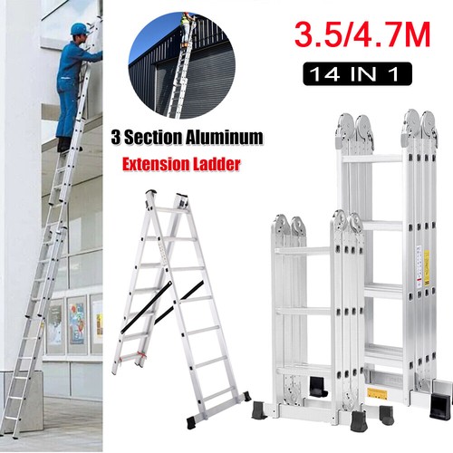 3.5M/4.7M Professional Aluminium Extension Ladders Triple Combination ...