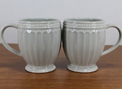 Lenox - French Perle Groove - Mug / Cup - Gray / Grey - TWO - 2 - 12 ...