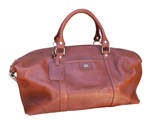 Cutter Buck Brown Leather Duffle Overnight Travel Carryon Luggage Bag ...