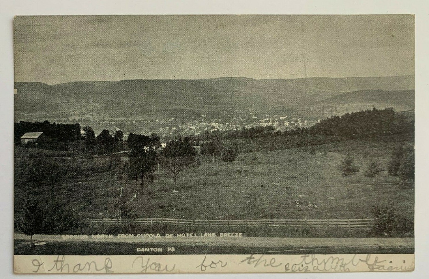 1909 PA Postcard Canton Pennsylvania Looking North from Cupola Hotel ...