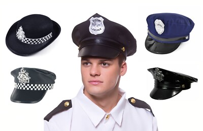 Police Cop Hat Fancy Dress Outfit British/American Policeman Police ...
