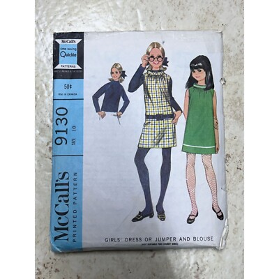 McCall's Vintage Sewing Pattern 9130 - Girls' Dress or Jumper & Blouse ...