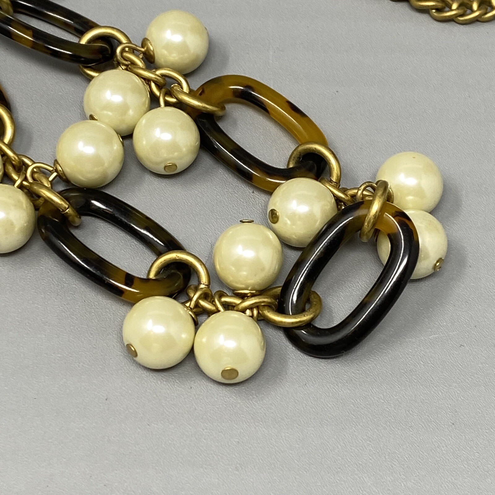 J Crew Necklace Faux Tortoise Shell Simulated Pearl C… - Gem