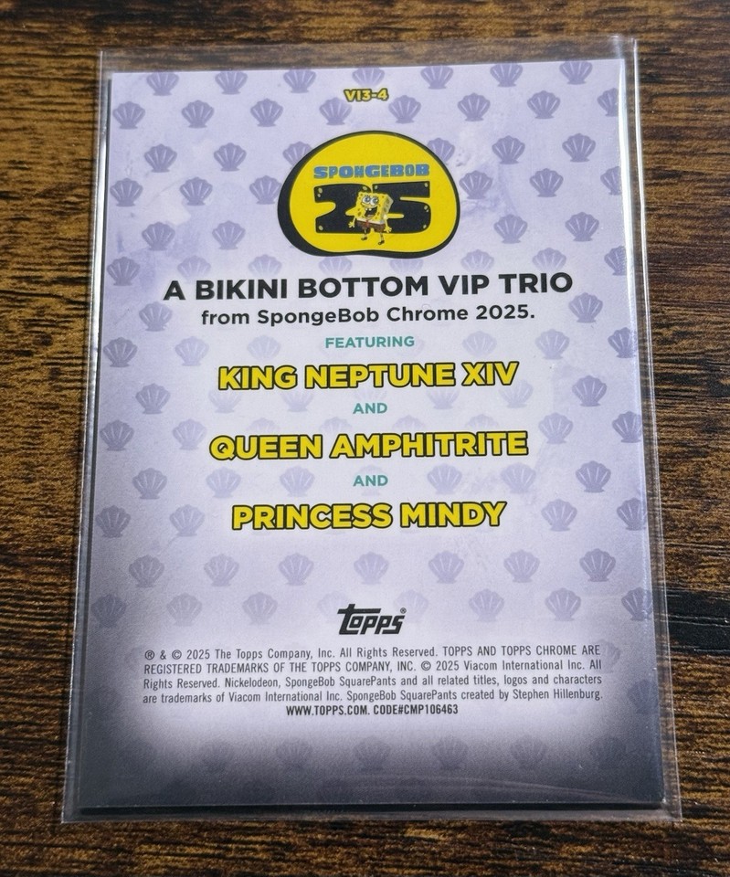 Topps Chrome SpongeBob 25th VIP Trio King Neptune Queen Amphitrite ...