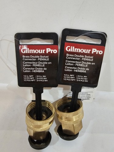 (2) Pipe To Hose Connectors Brass Swivel Double Female 1/2 x 3/4-In ...