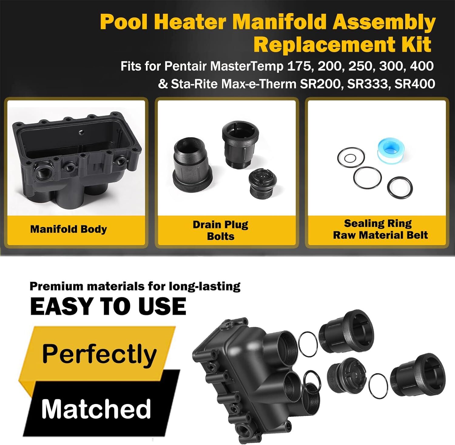 Pool Heater Manifold Assembly Replacement Kit for Pentair MasterTemp ...