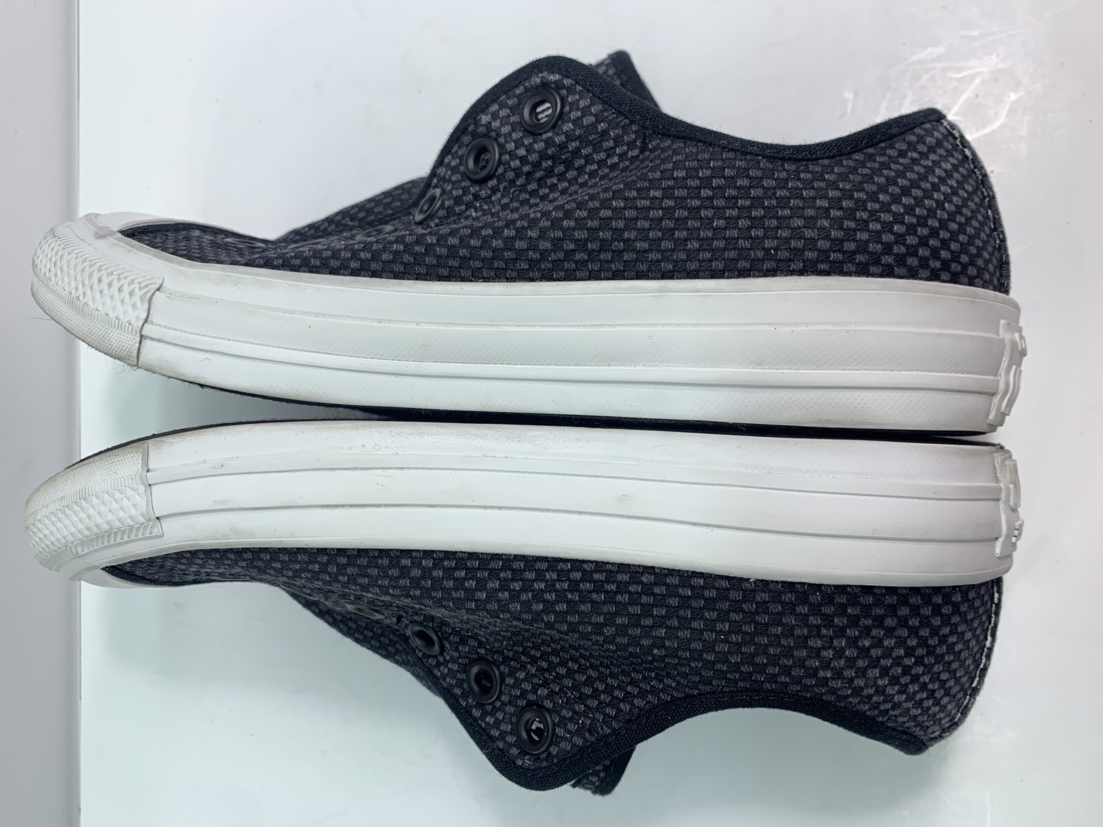 Converse Slip On No Lace Low Top Sneakers Black Gray Woven Men’s 7 ...