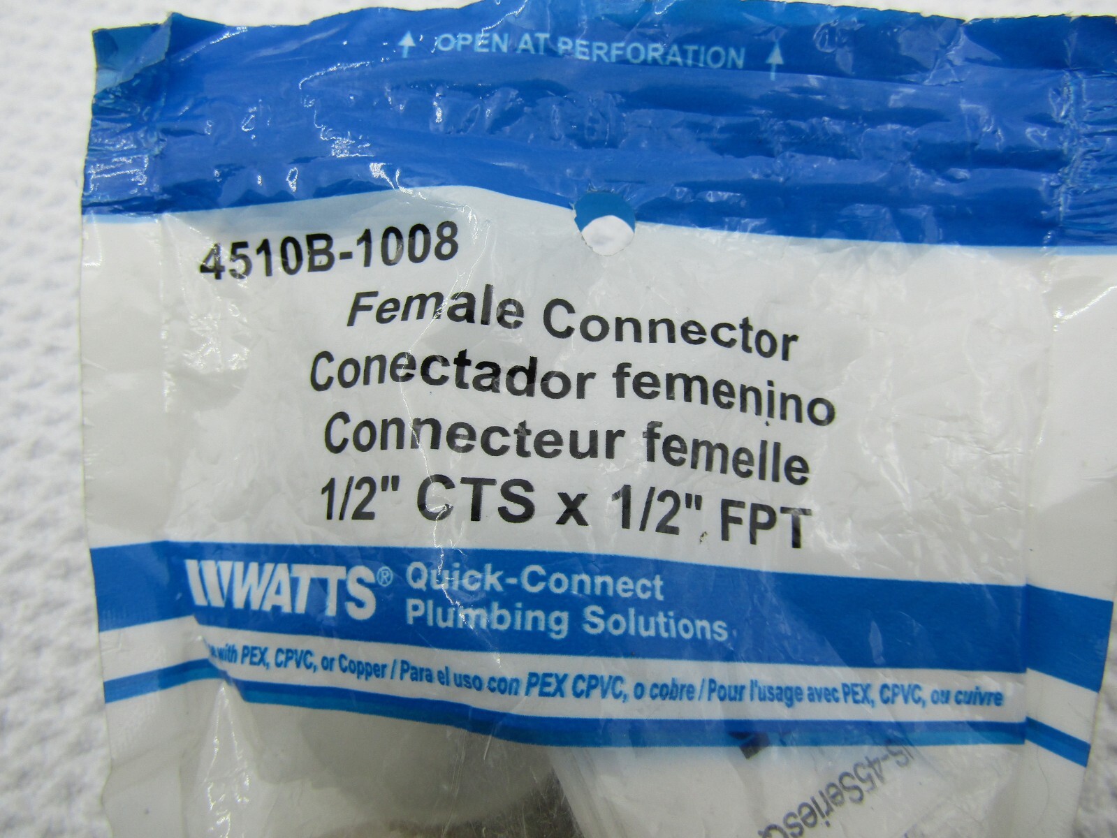 Watts 4510B-1008 Female Quick Connect Connector 1/2" CTS /2" FPT for ...