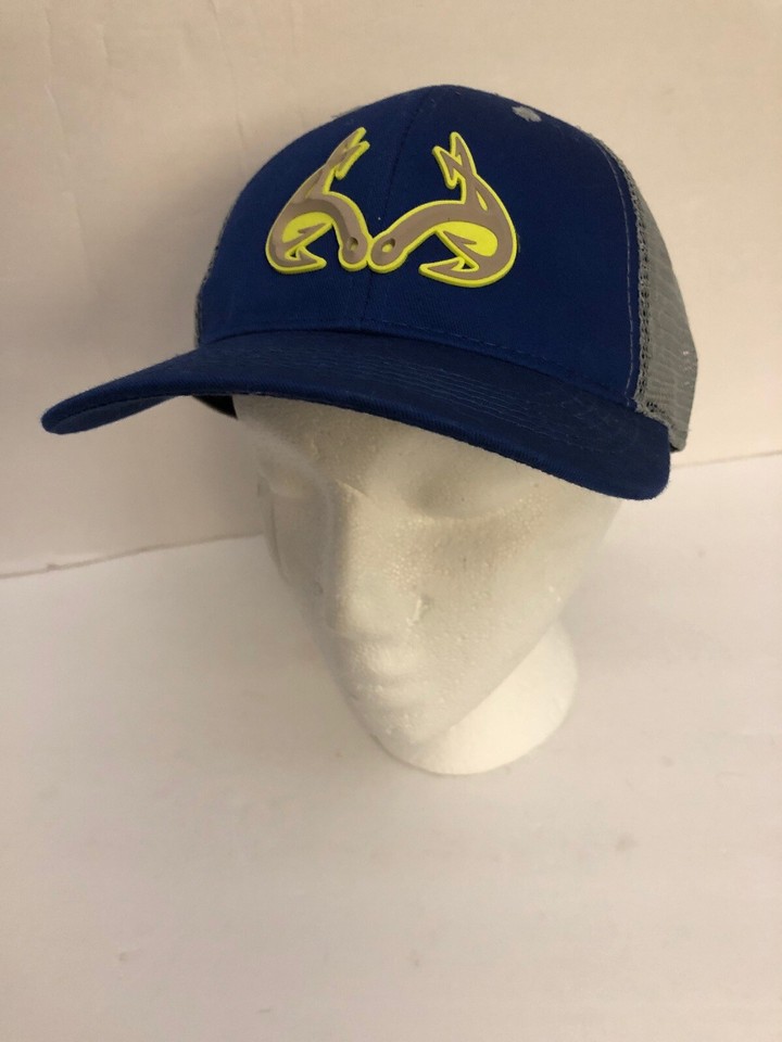 Q3 Hat Realtree Realtree Logo Blue with Gray Mesh Back Fishing Cap RARE ...