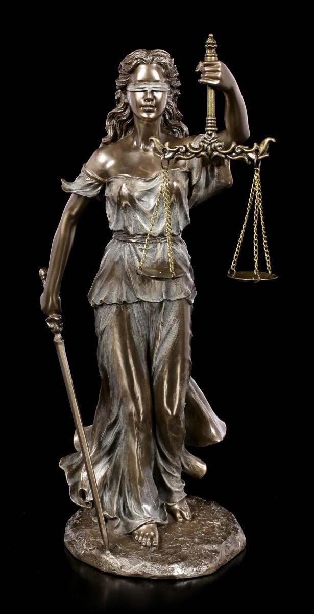 Themis Figur - Justitia Göttin mit Schwert und Waage | Deko Skulptur ...