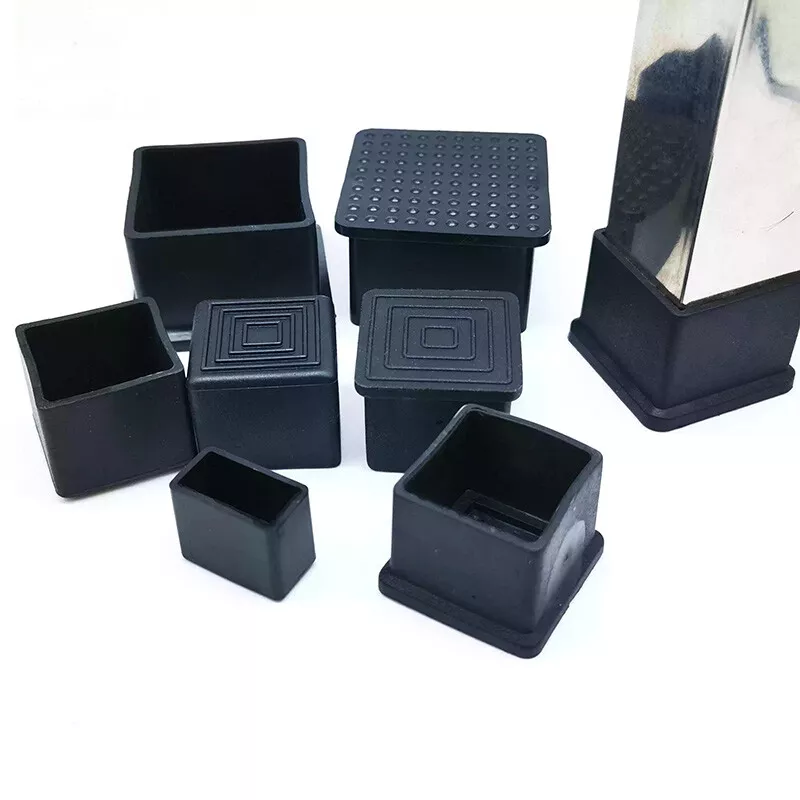 Square / Rectangular Plastic End Cap Black, PVC Soft Rubber Caps Tube ...