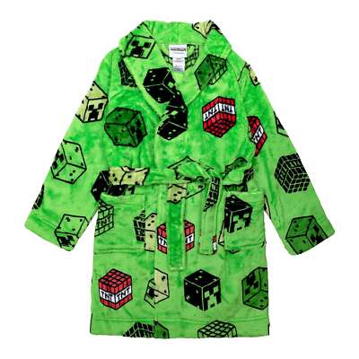 Kids Minecraft Robe Pajama Cover Up Bathrobe Boy Girl 5 6 8 10 12 ...