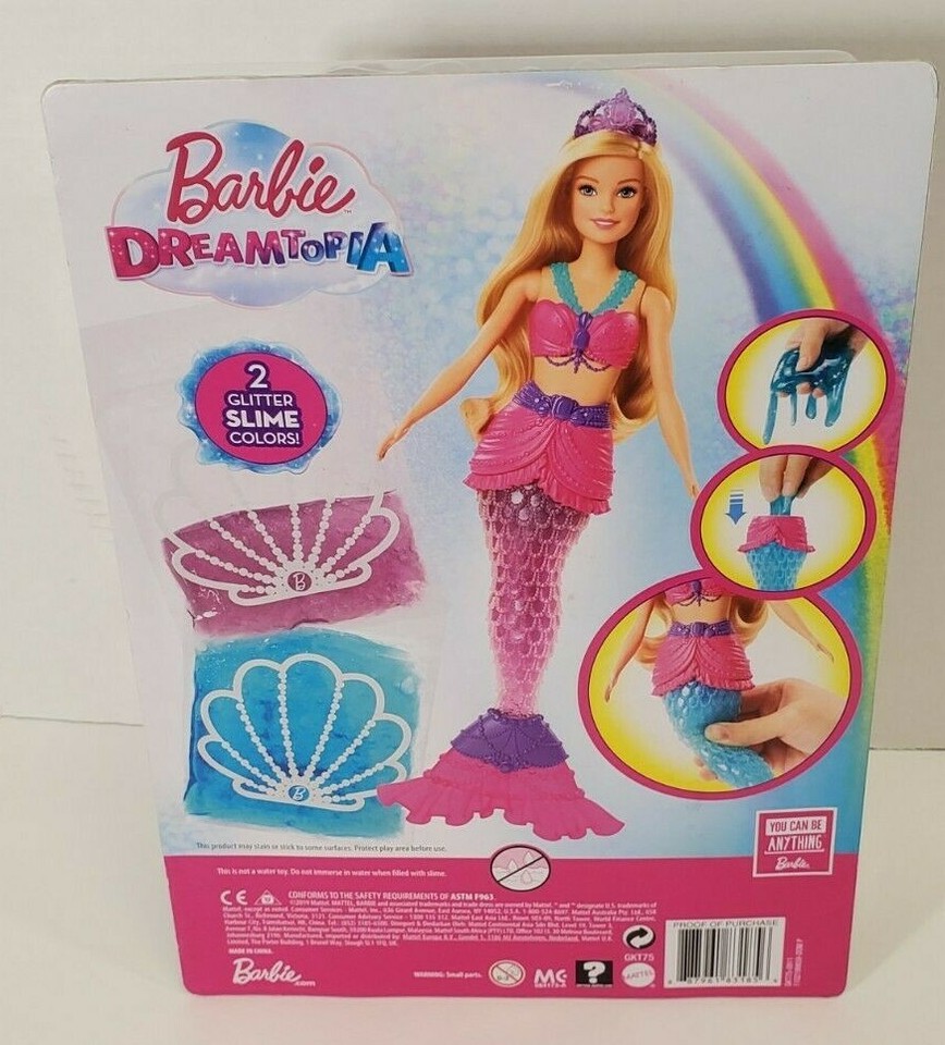 NEW 2019 Barbie Dreamtopia Slime Mermaid 12'' Doll with 2 Glitter Slime ...