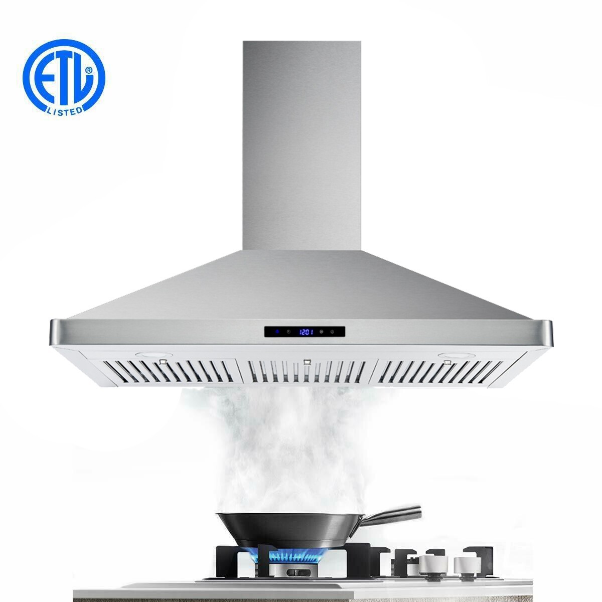 30/36 inch Wall Mount Range Hood 700CFM Kitchen Stove Vent 3-Speed ...