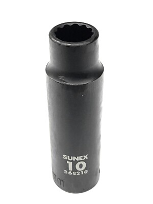 Sunex 368210 10mm - 3/8" Drive 12 Point Deep Impact Socket Metric Tools ...