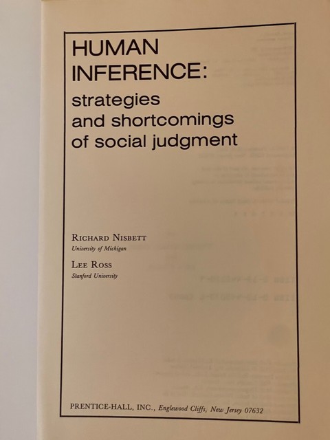 Human Inference : Strategies and Shortcomings of Social Judgement by ...
