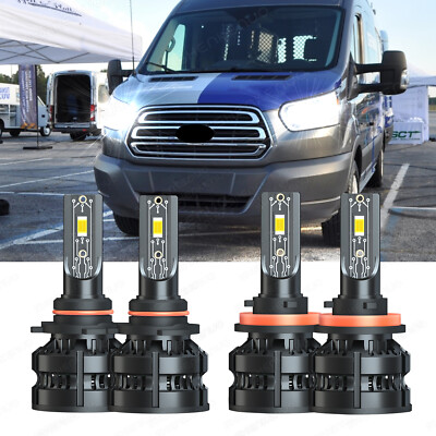 9005 H11 LED Headlight Hi Low Bulbs 6000k For Ford Transit-150/250/350 ...