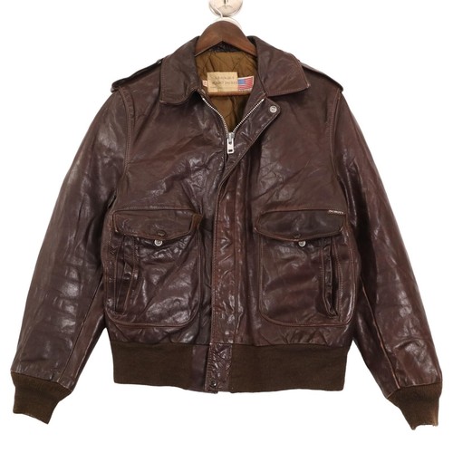 Schott A-2 Leather Flight Jacket Brown Men's 42 Big Size 70's USA Made | eBay