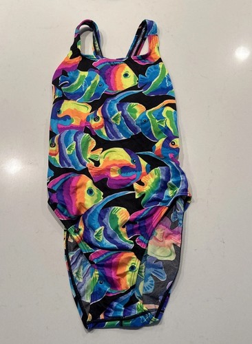 Vintage Speedo Women’s Colorful Big Fish Print One Piece Swimsuit Neon ...