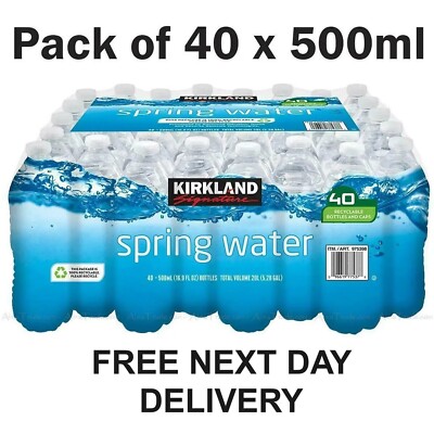 Kirkland Signature Natural Spring Water Flip Cap Lid Bottles 40 x 500ml ...