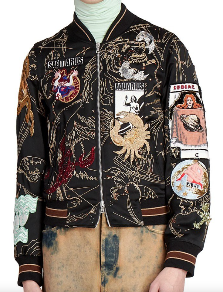New Dries Van Noten Zodiac Astrology Embroidered Patch Beaded Bomber ...