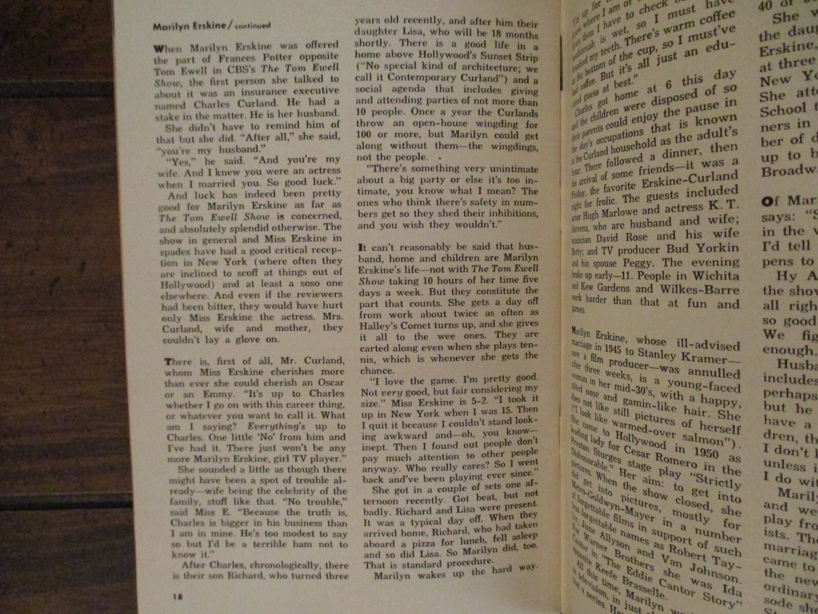 1961 TV Guide(MARILYN ERSKINE/RAYMOND BURR/ZALE PARRY/JANET DE GORE ...