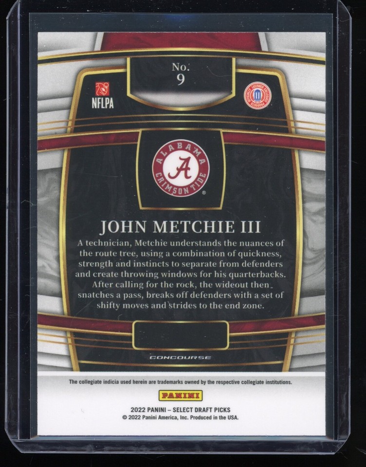 JOHN METCHIE III 2022 Panini Select Draft Picks BLUE Concourse Rookie ...