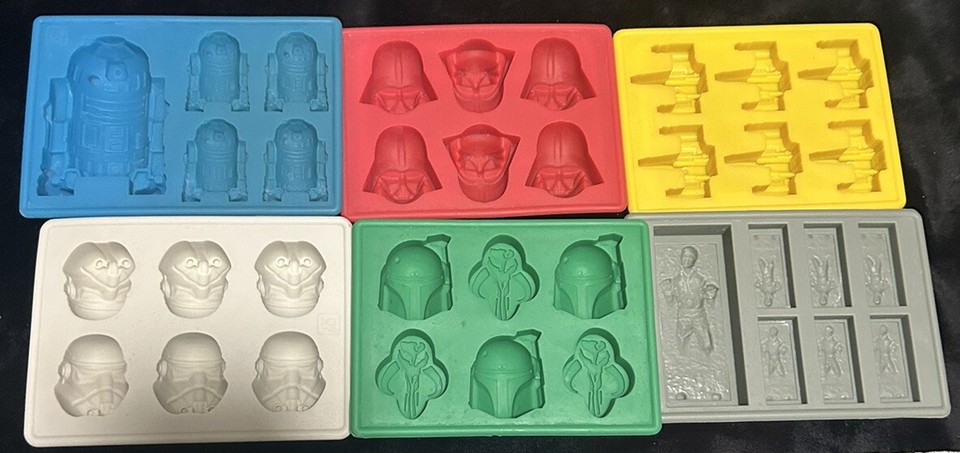 Star Wars Ice Cube Trays 6 Different Molds Darth Vader, Tie Fighter ...