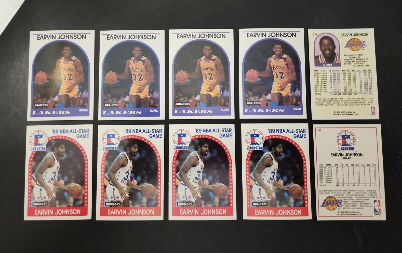 1989-90 NBA Hoops Earvin Magic Johnson Basketball Card #270 & #166 ...
