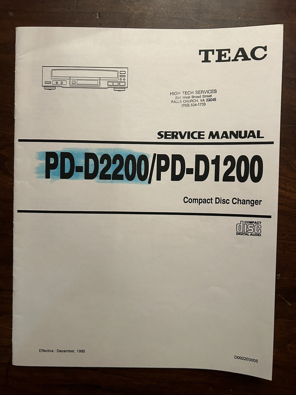 TEAC PD-D2200 PD-D1200 Compact Disc CD Changer Service Manual OEM ...