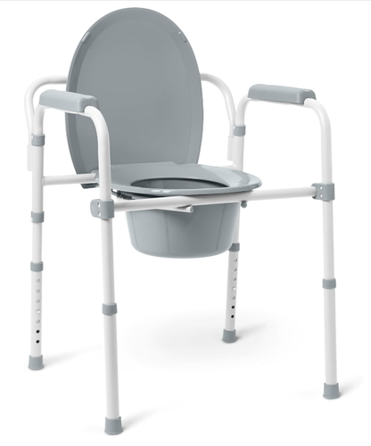 Medline 3-in-1 Steel Bedside Commode, Standard Seat, Sturdy Folding ...
