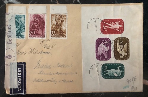1938 Budapest Hungary Censored Souvenir Cover To Prague Czechoslovakia ...