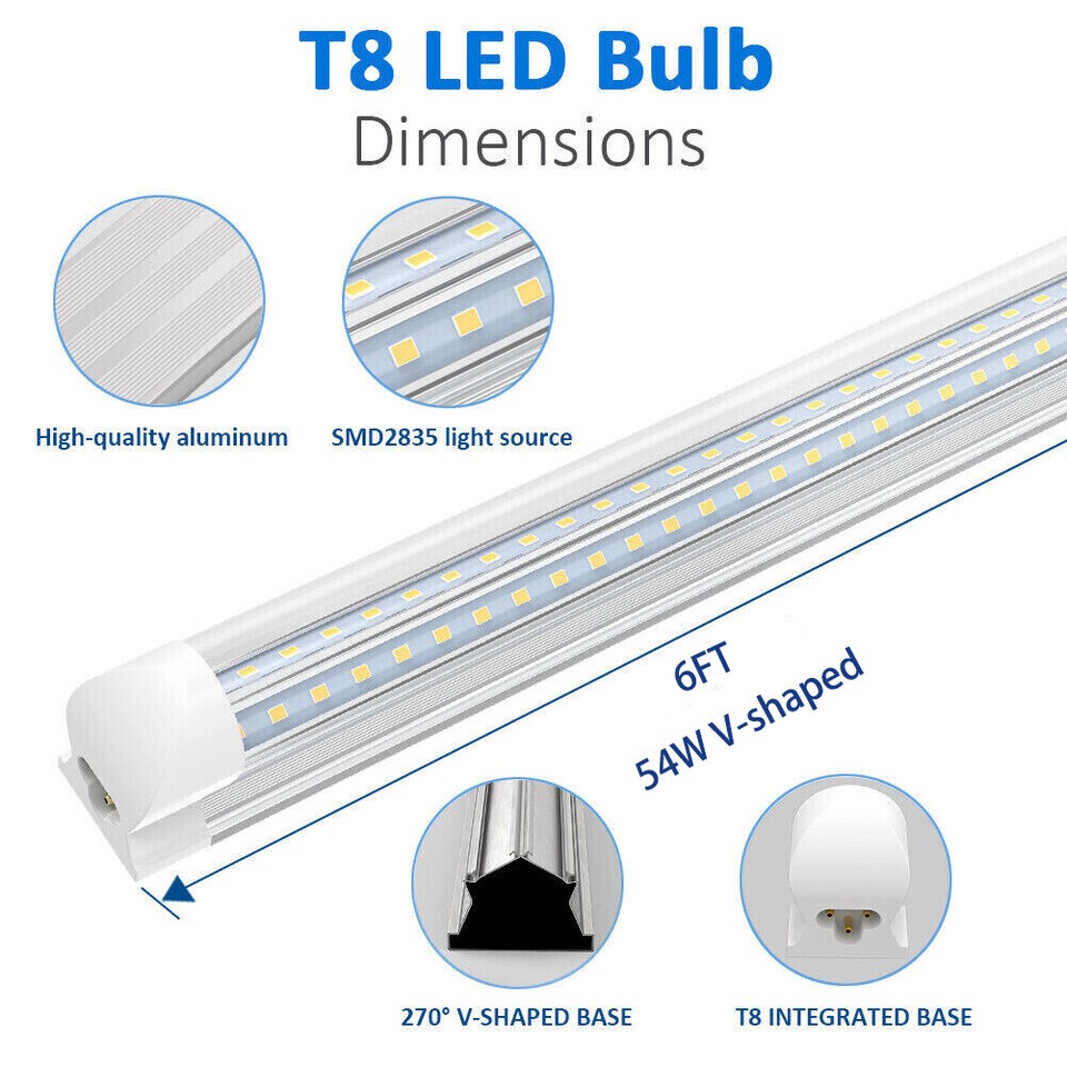 ETL T8 Integrated LED Tube Lights 6500K 4FT 5FT 6FT 8FT LED Shop Lights ...