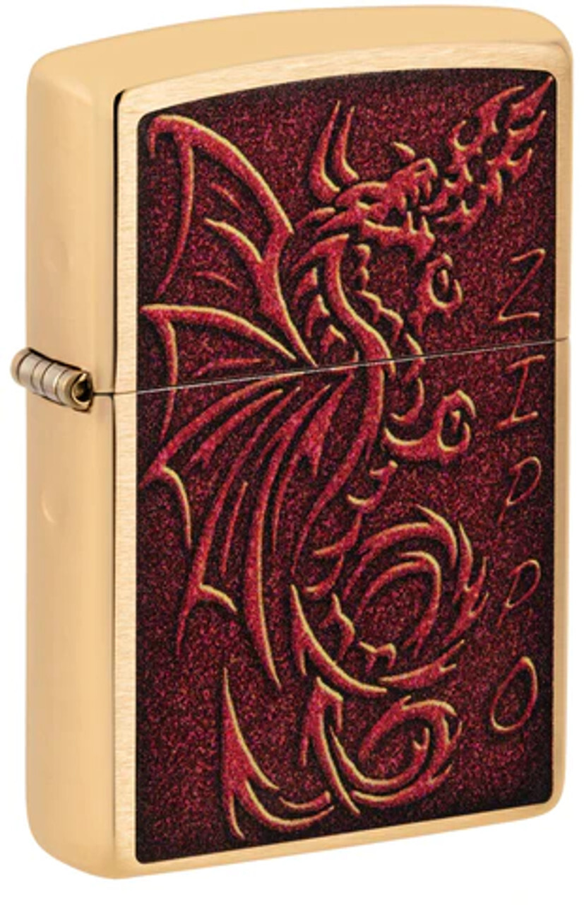 New Zippo Medieval Mythological Demon Dragon Breathing Fire Brass ...