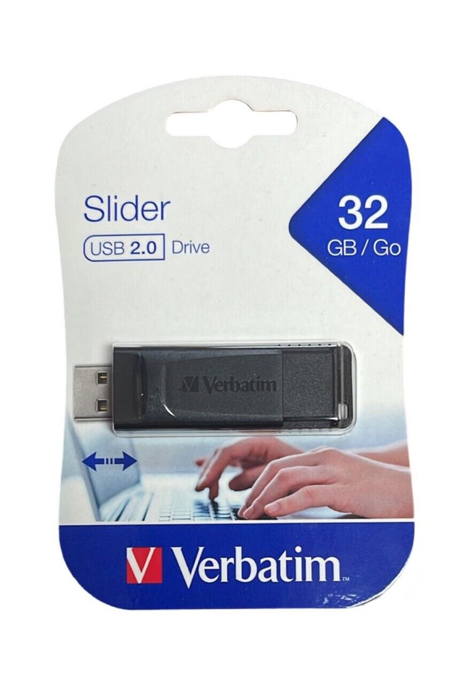 Verbatim 10PK USB 32GB Slider Flash Drive 2.0 Black Memory Stick ...