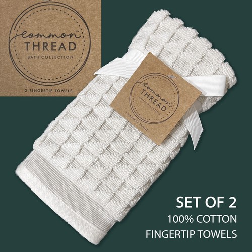 2-PK New Common Thread Cotton Geometric Textured Tip Towels Bone ...