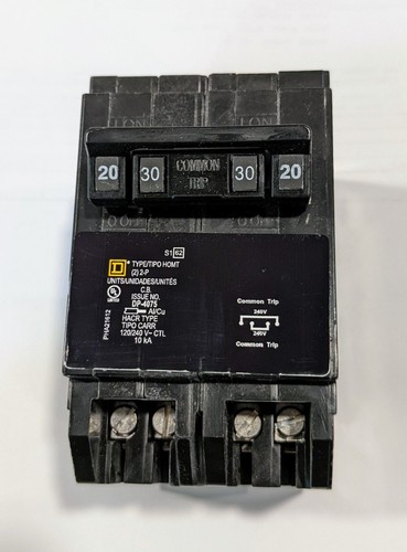 Square D Homeline HOMT220230 Quad 1x 2 pole 20A, 1x 2 pole 30A Plug In ...