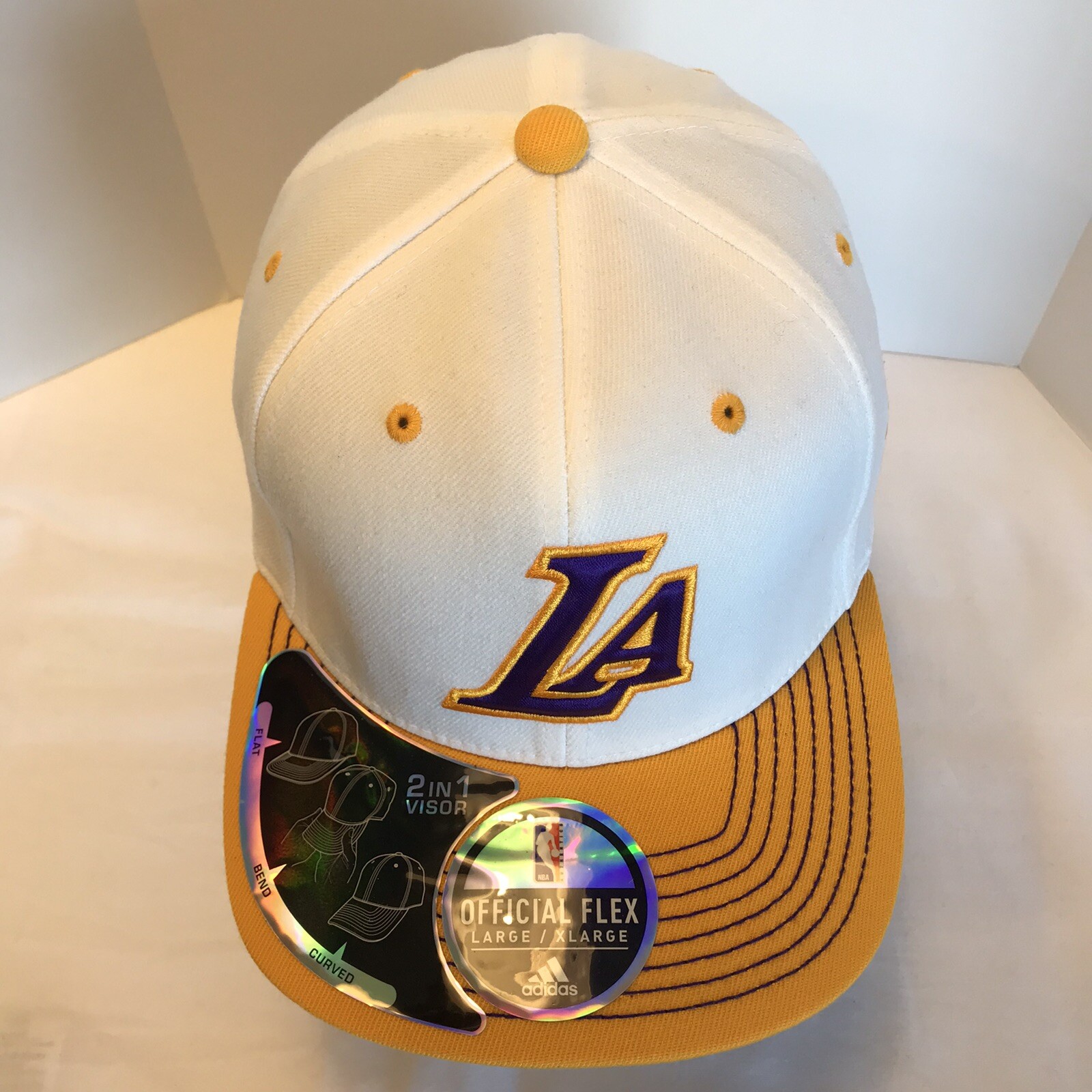 Los Angeles Lakers NBA Adidas Official On Court L/XL Flexfit Cap Hat ...