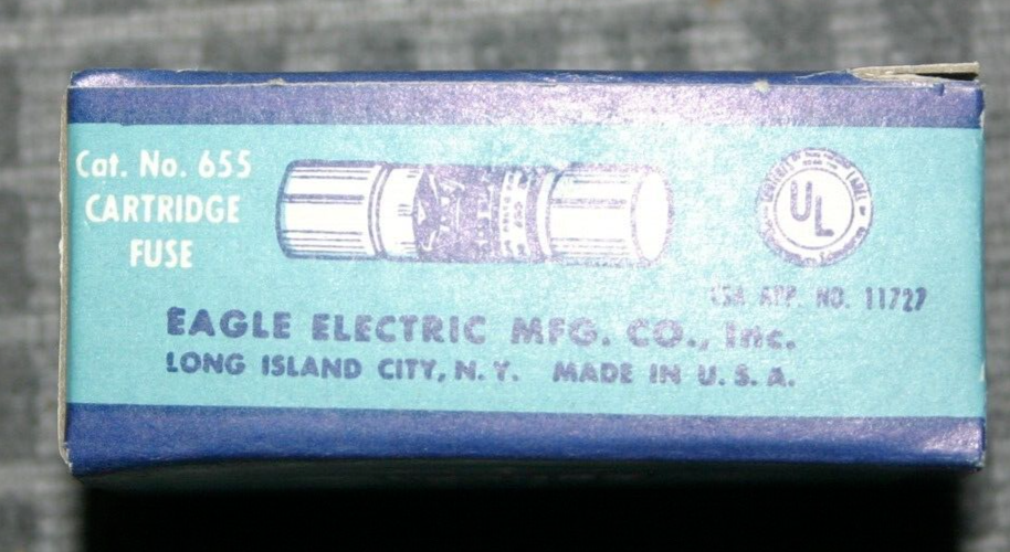 BOX OF 10 Eagle 20AMP 250V Cartridge Fuses #655 Non-Renewable 655 NEW ...