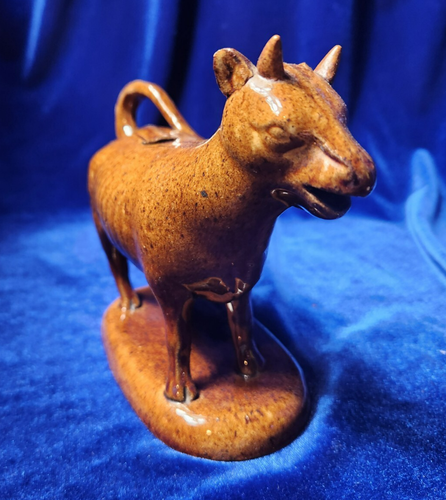 Antique Bennington Rockingham Yellow Ware Figural Cow Creamer | eBay