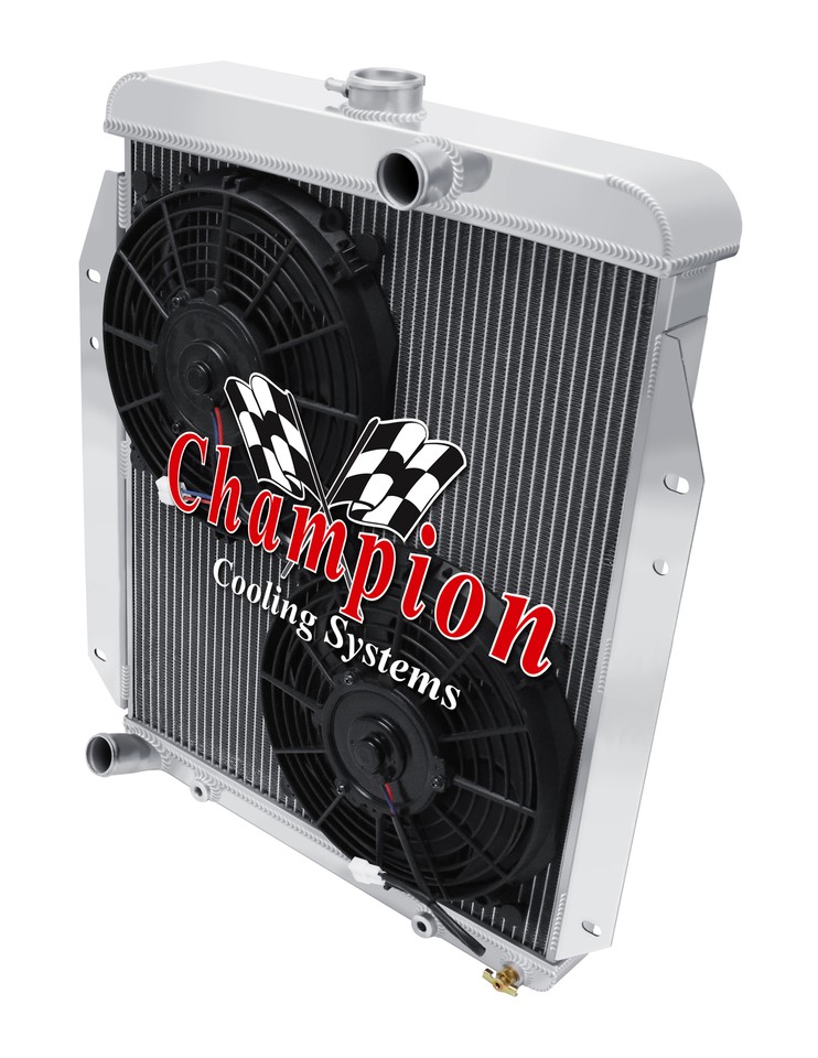 Cold Champion 3 Row Radiator W/ 2 10" Fans for 1964 - 1970 Dodge A100 ...