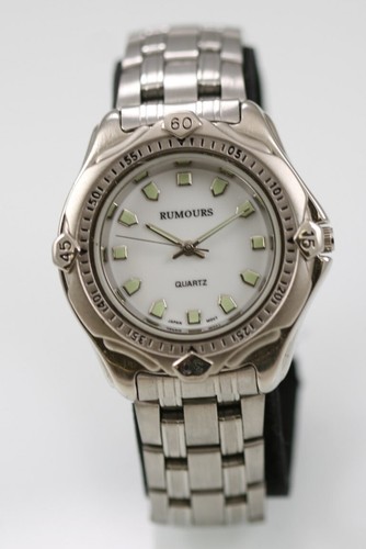 Rumours Men Watch Silver Stainless Steel Water Resistant Battery White ...