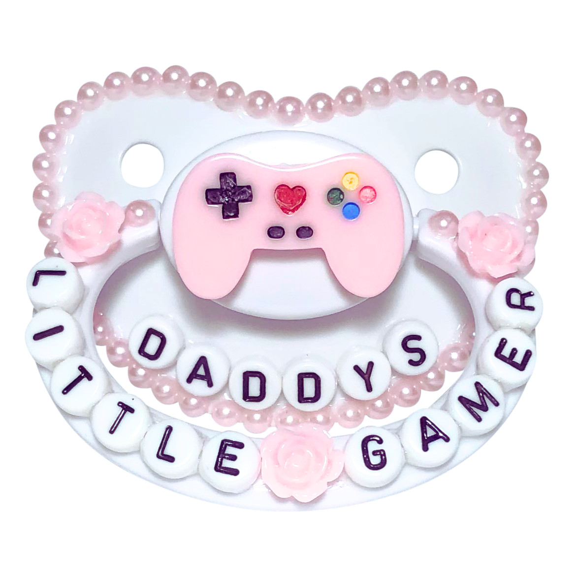 Baby Bear Pacis Adult Pacifier "Daddy's Little Gamer" Light Pink Adult ...