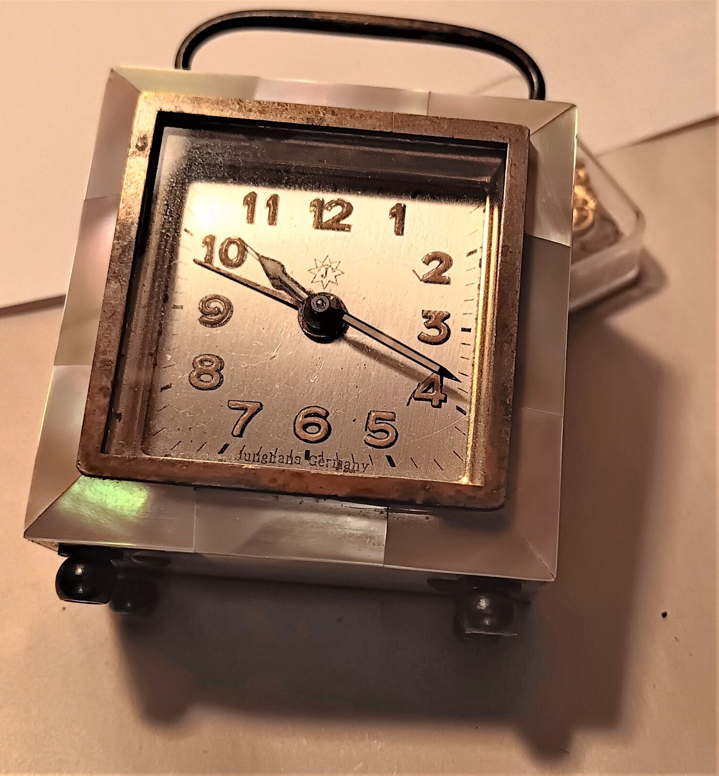 1920s MOTHER OF PEARL junghans travel alarm clock vtg art deco seashell ...
