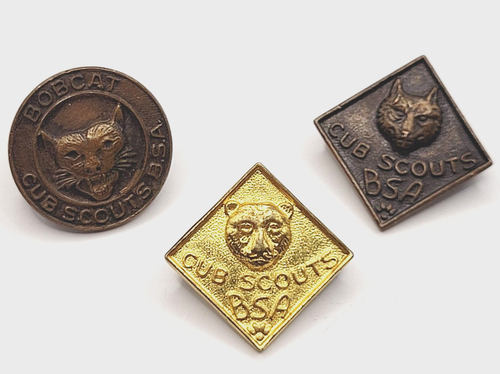 LOT Vintage 1 Bobcat and 2 Cub Scout Brass Lapel Pin Boy Scouts Of ...