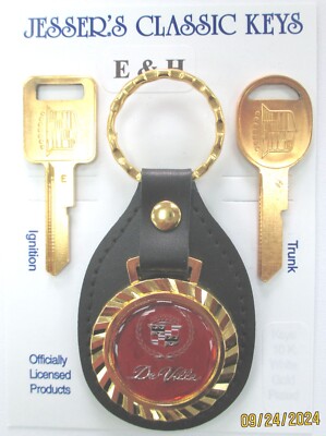 Red 52F2 Cadillac De Ville Royal Classic Gold Tone Leather E/H Keys ...